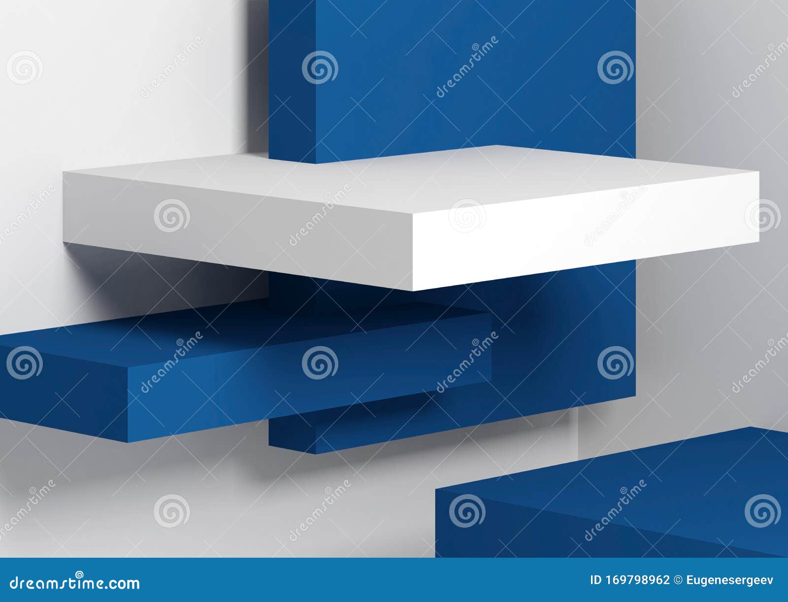 White and Blue Boxes Installation. 3d Render Illustration Stock ...