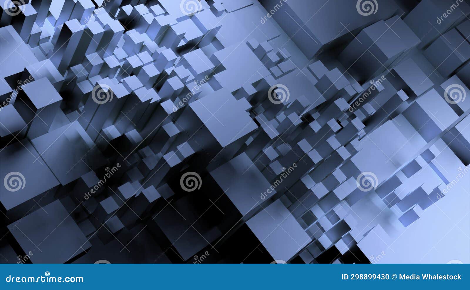 White and Blue Broken Background. Design.Three D Squares Growing in ...