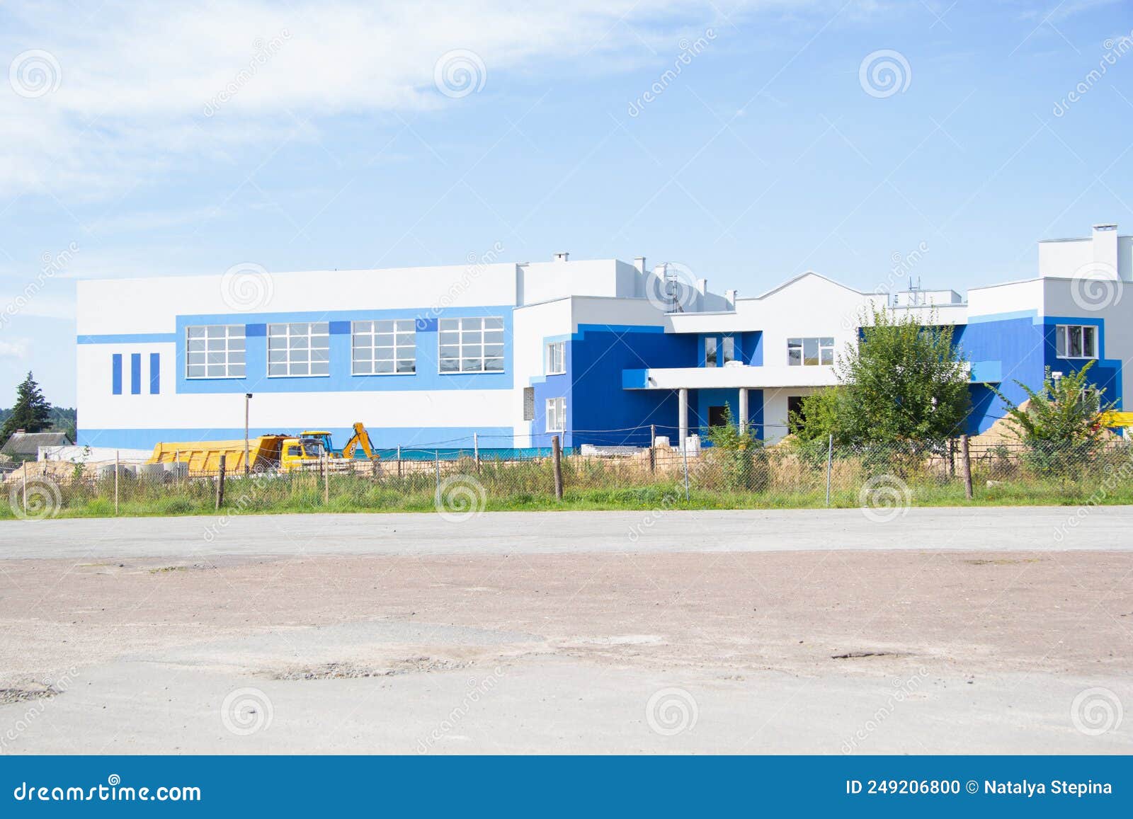 White Blue Building of the Sports Complex Under Construction in the ...