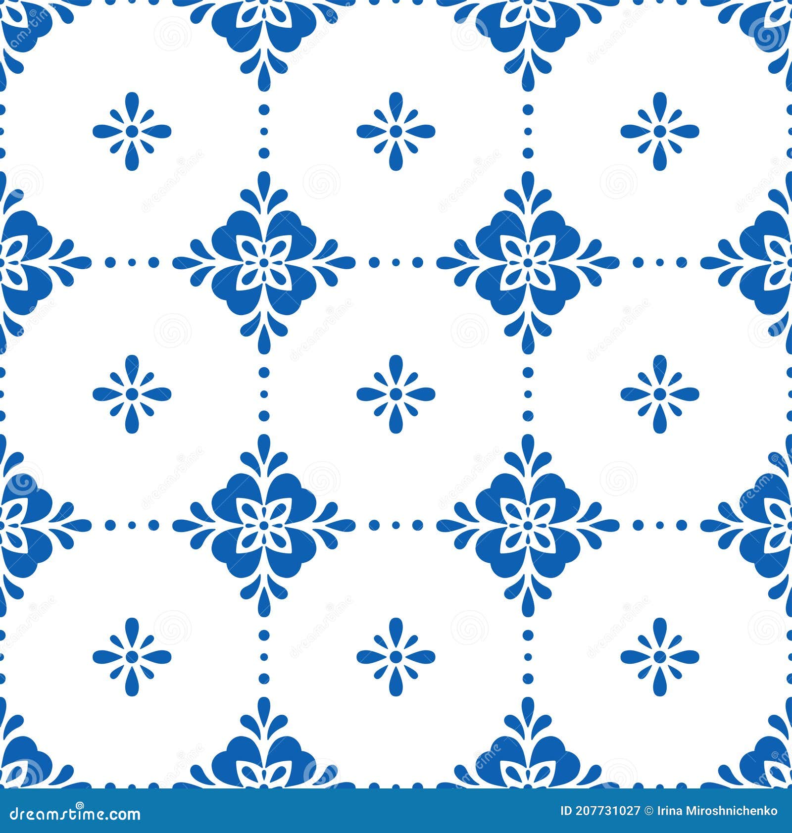 White and Blue Ceramic Tile Seamless Pattern Stock Vector ...