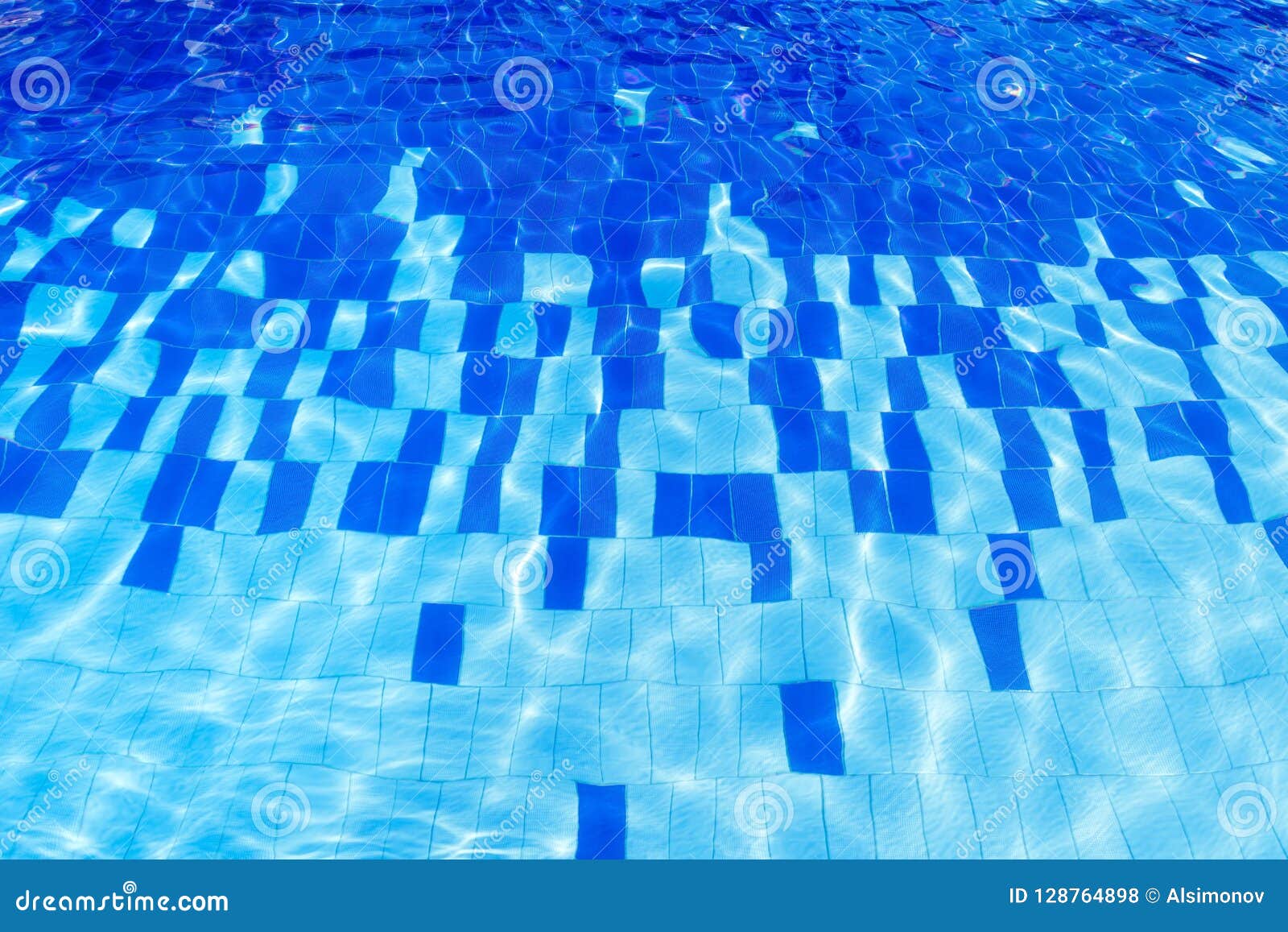 White and Blue Ceramic Tiles on the Bottom of the Pool Under Water ...