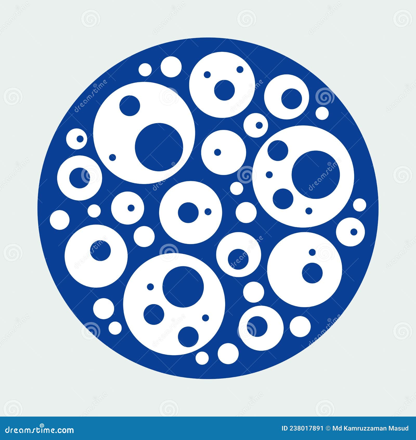 White and Blue Circle Pattern Set in Blue Circle Shape Vector ...