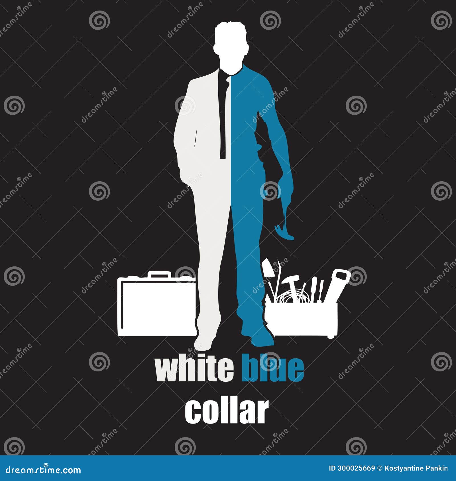 White and Blue Collar Workers Stock Illustration - Illustration of ...