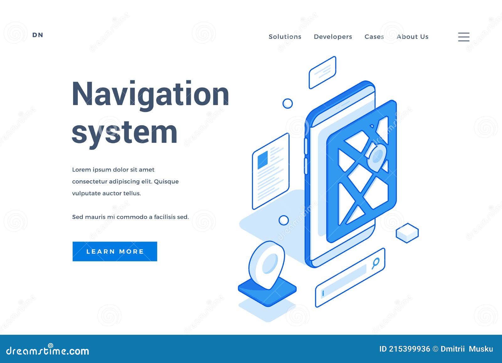 Development of Modern Navigation System on Banner of Website Stock ...