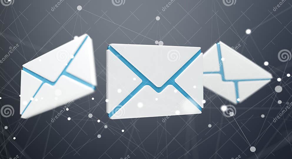 White and Blue Email Icon 3D Rendering Stock Illustration ...