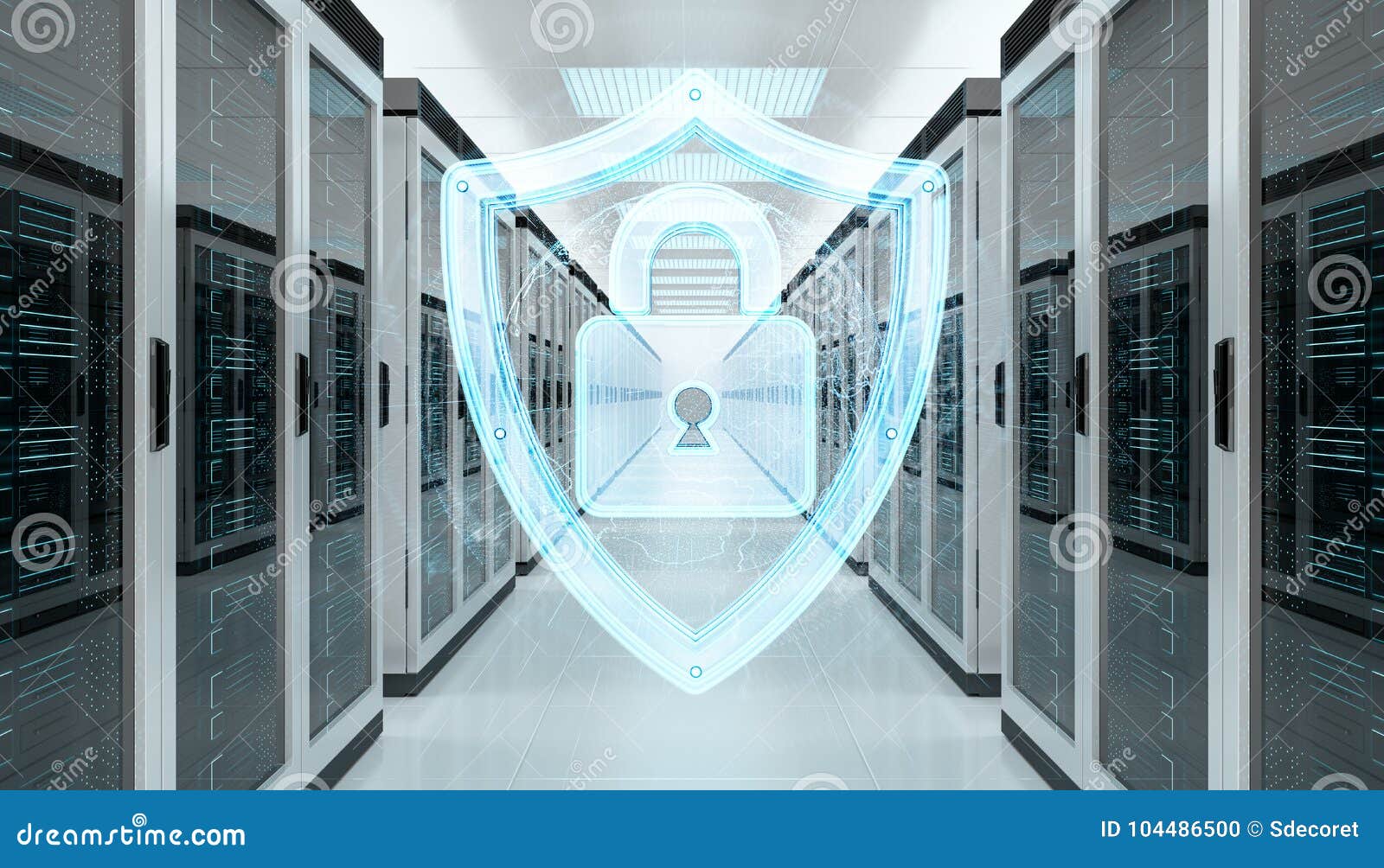 Firewall Activated on Server Room Data Center 3D Rendering Stock ...