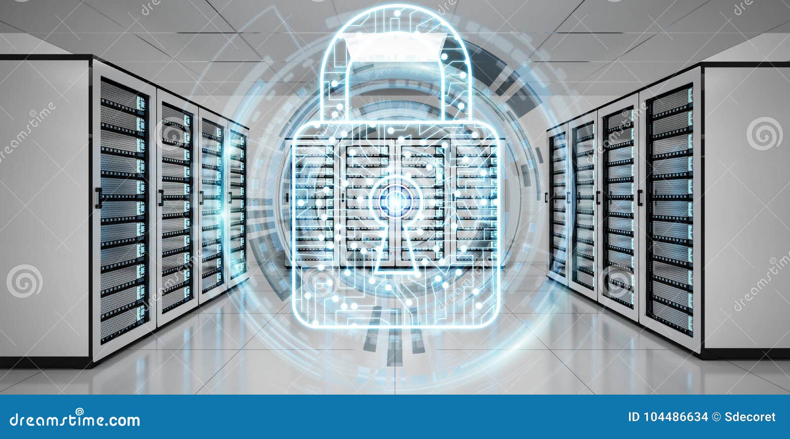 Firewall Activated on Server Room Data Center 3D Rendering Stock ...