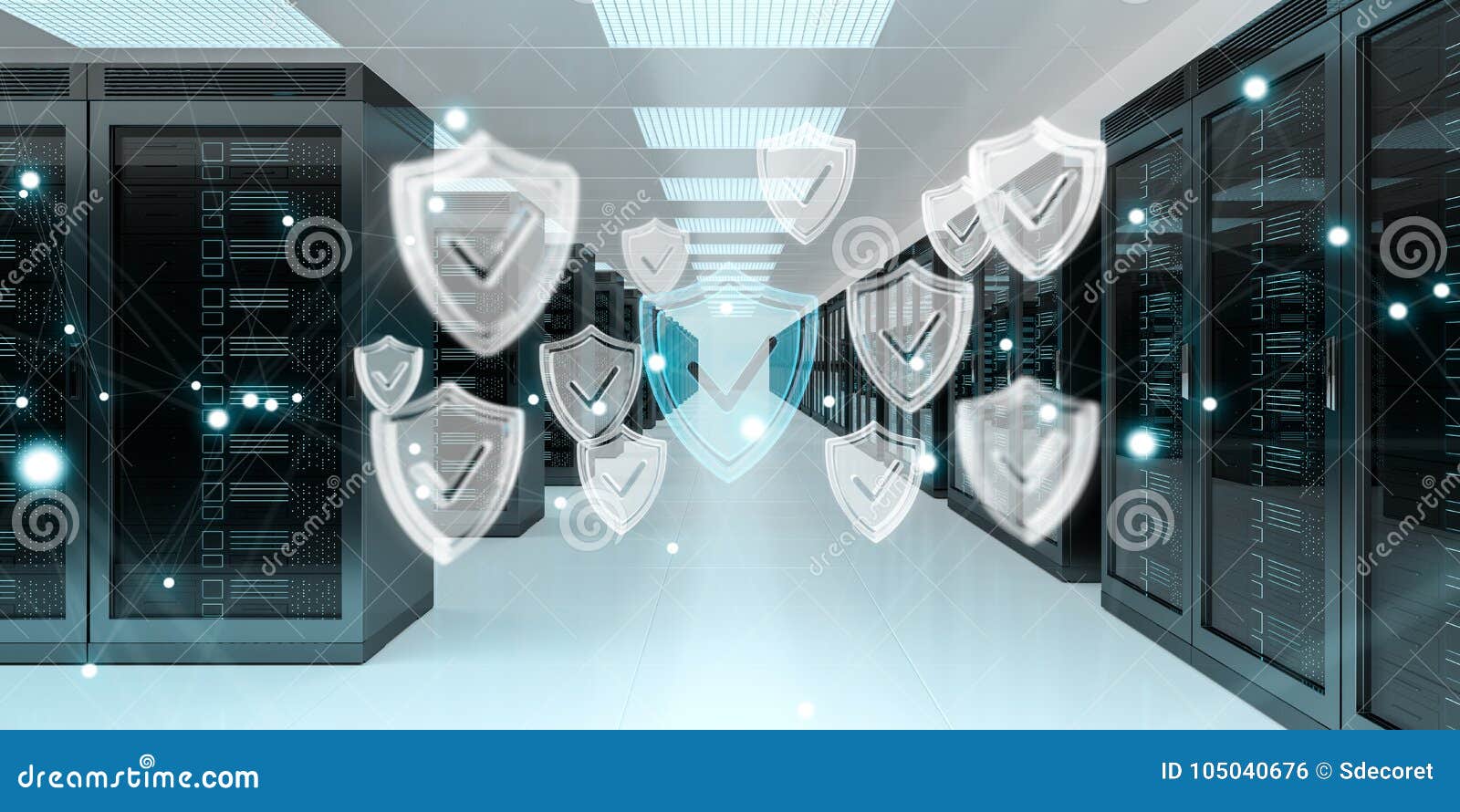 Firewall Activated on Server Room Data Center 3D Rendering Stock ...