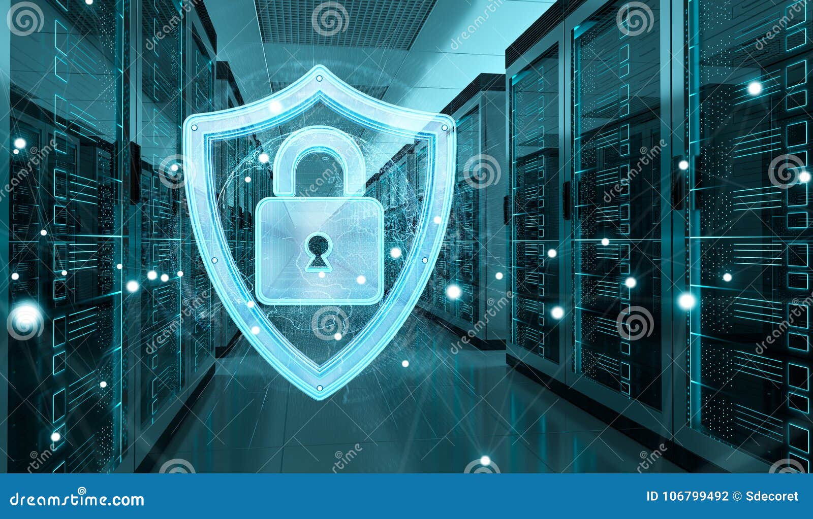 Firewall Activated on Server Room Data Center 3D Rendering Stock ...