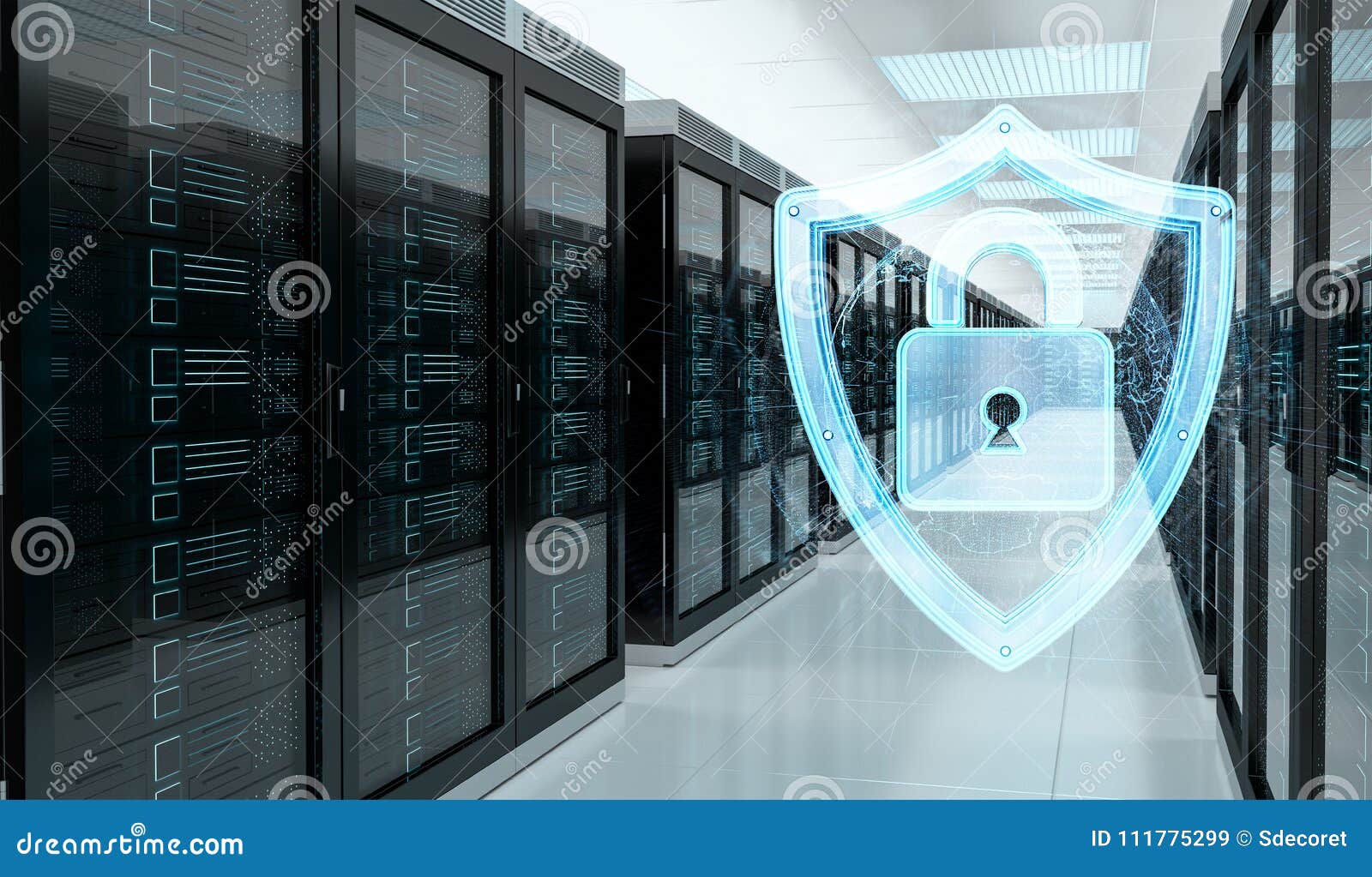 Firewall Activated on Server Room Data Center 3D Rendering Stock ...