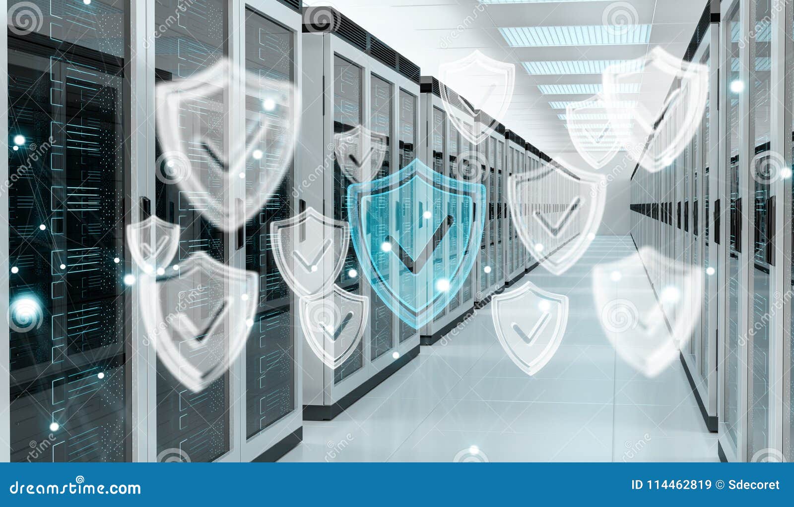 Firewall Activated on Server Room Data Center 3D Rendering Stock ...