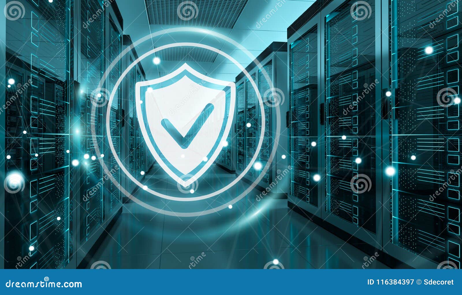 Firewall Activated on Server Room Data Center 3D Rendering Stock ...
