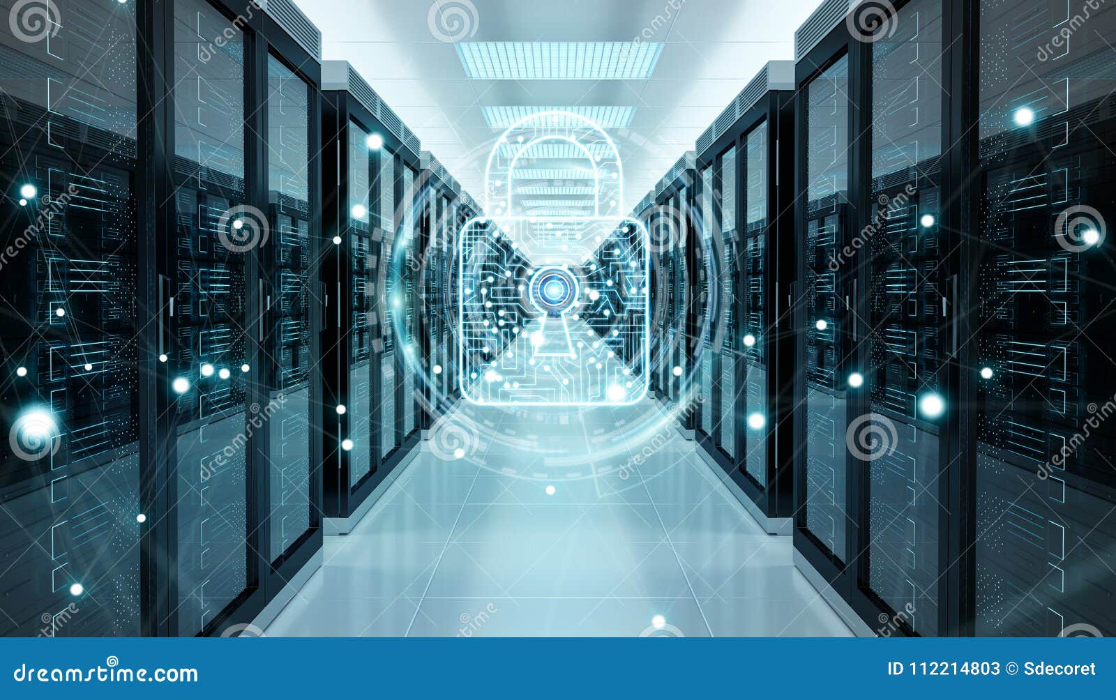 Firewall Activated on Server Room Data Center 3D Rendering Stock ...