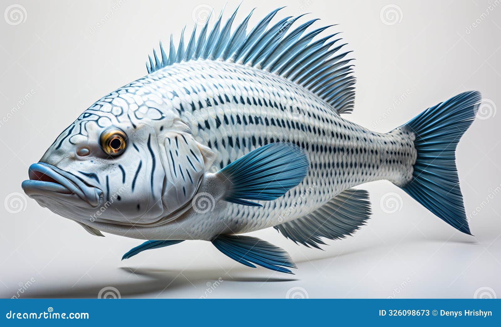 White and Blue Fish with Yellow Eyes Stock Image - Image of fish ...