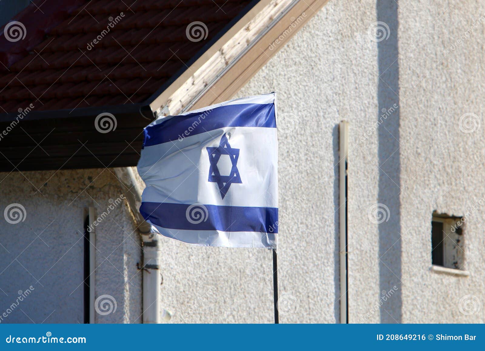 The White-blue Flag of the State of Israel. Stock Photo - Image of ...