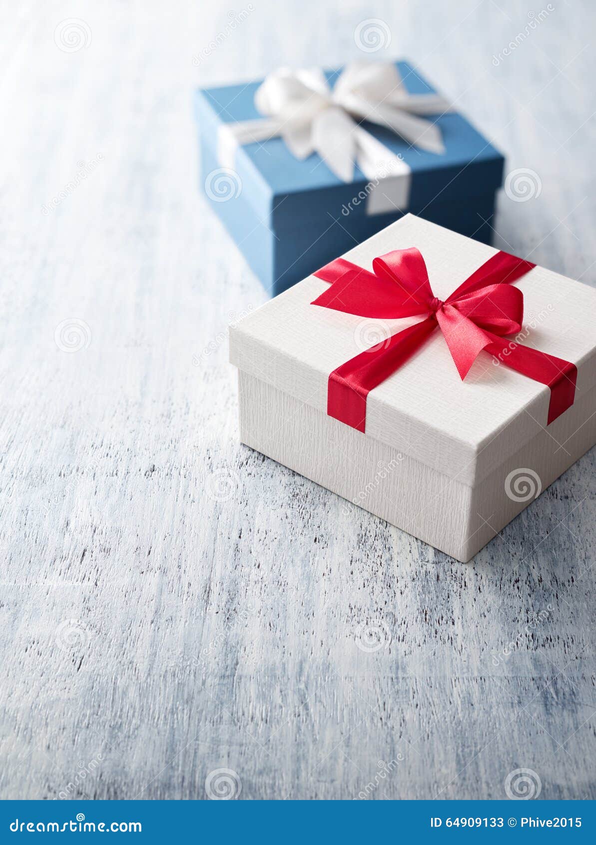 White and Blue Gift Box with Ribbon Stock Image - Image of love, blue ...