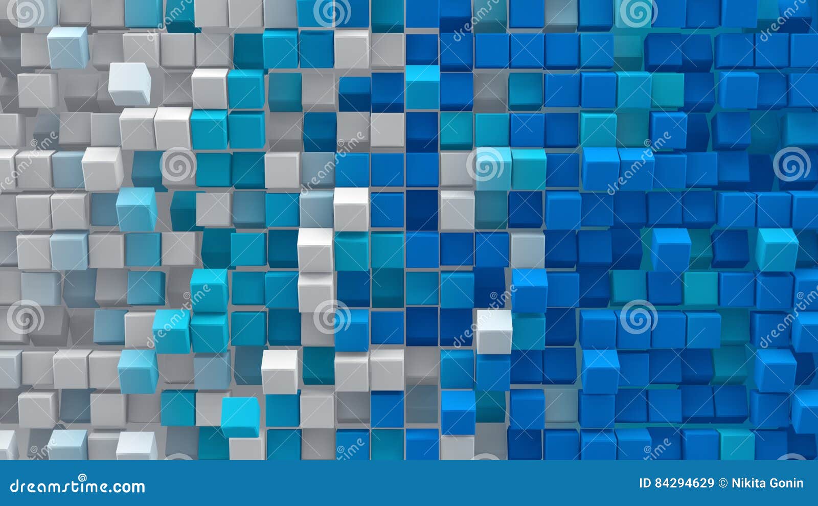 White Blue Gradient Cubes 3D Render Stock Illustration - Illustration ...