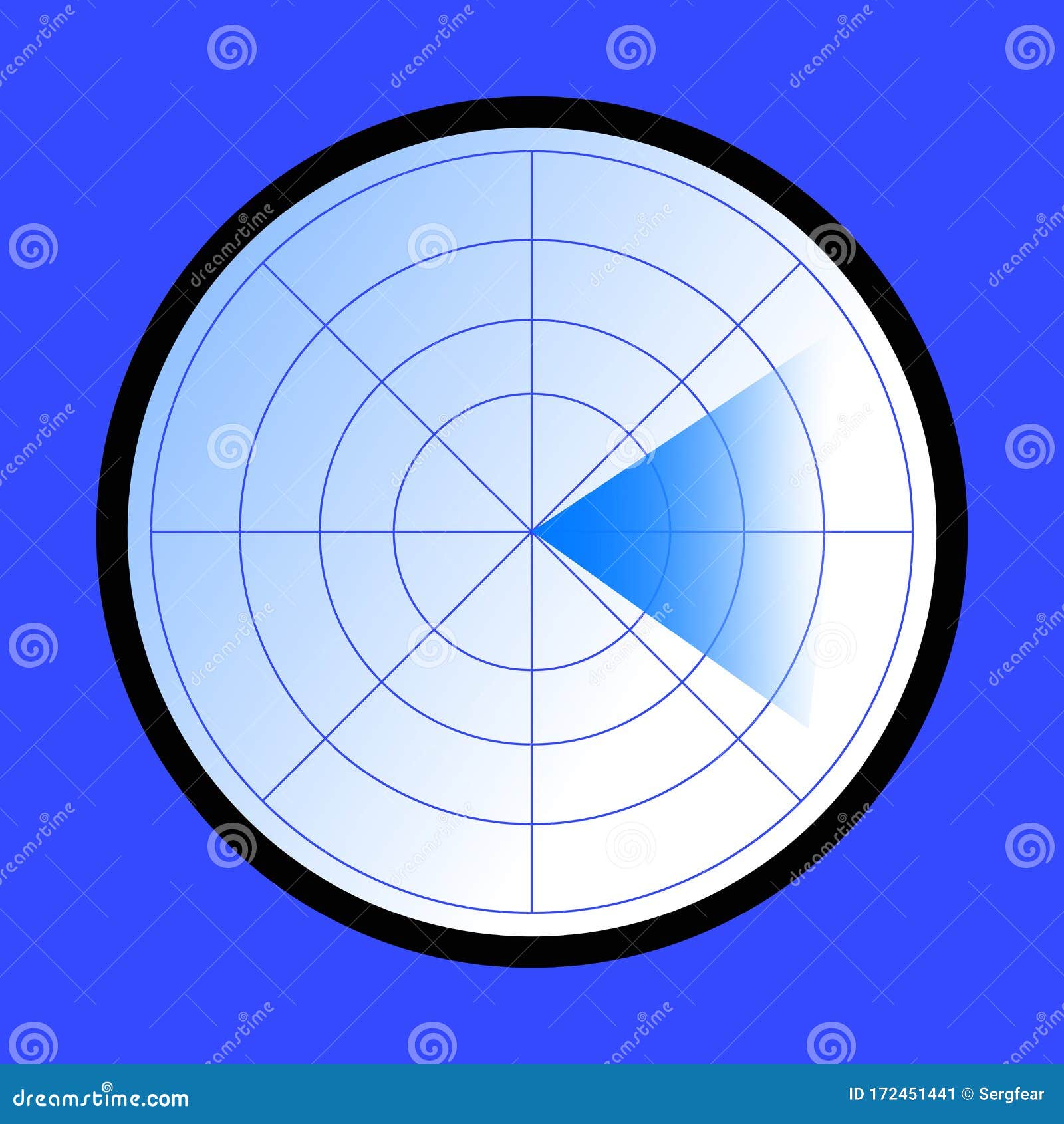 White and Blue Gradient Radar Icon on Blue Background Stock ...