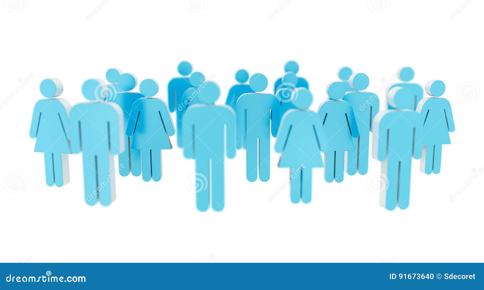 White and Blue Group of People Icon 3D Rendering Stock Illustration ...