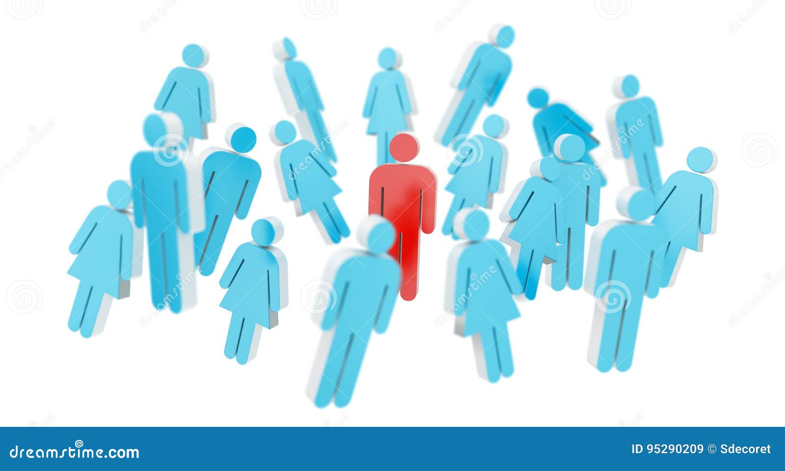 White and Blue Group of People Icon 3D Rendering Stock Illustration ...