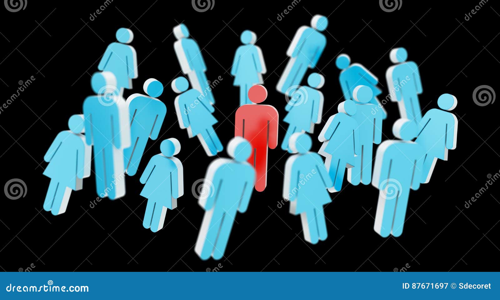 White and Blue Group of People Icon 3D Rendering Stock Illustration ...