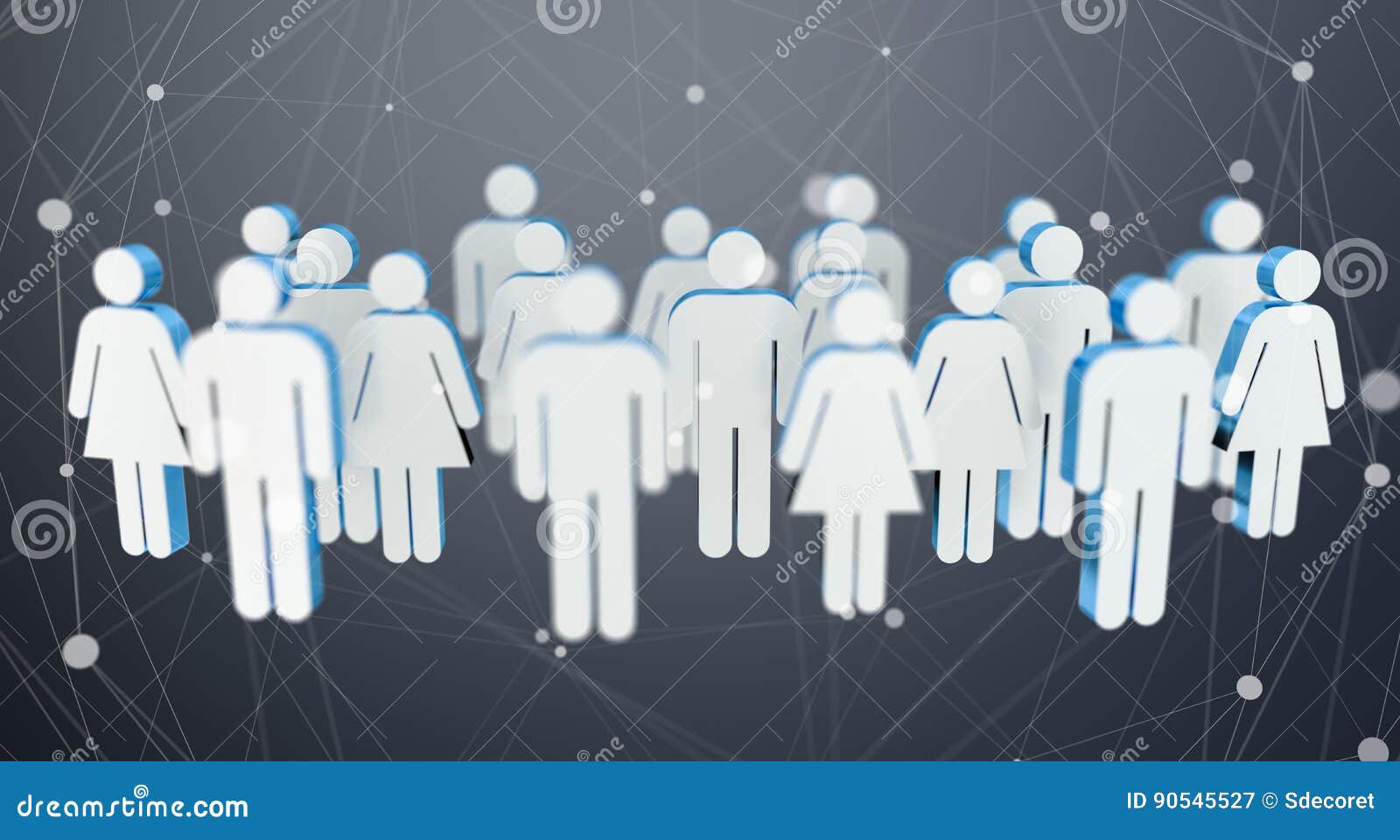 White and Blue Group of People Icon 3D Rendering Stock Illustration ...