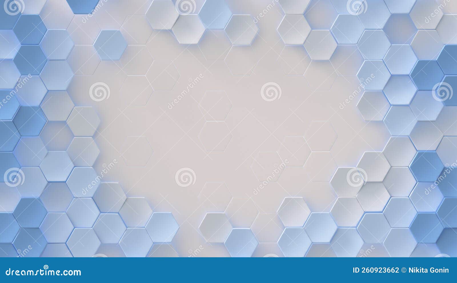 White and Blue Hexagons Geometric Background 3D Render Stock ...