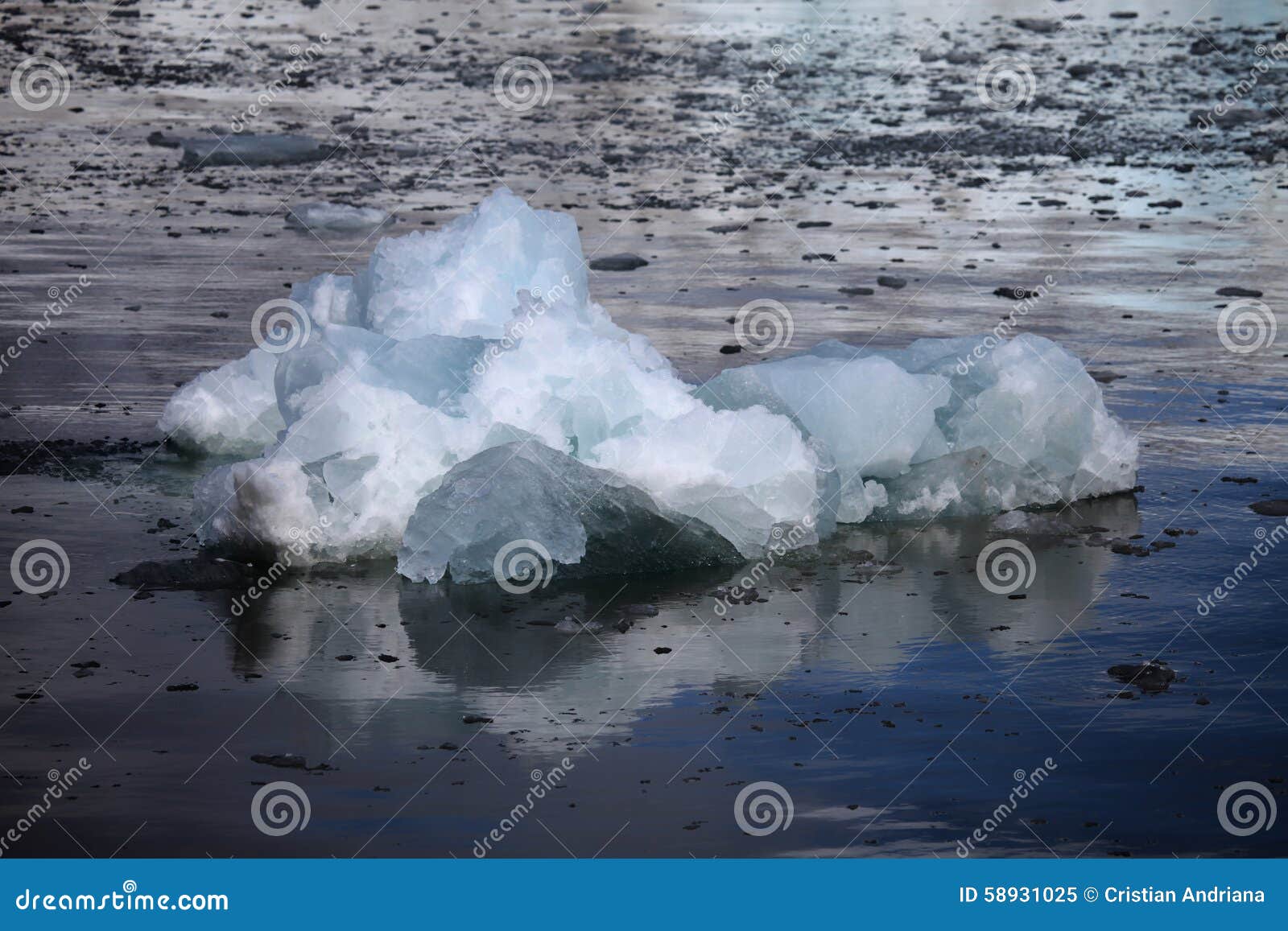 White and Blue Ice, Small Icebergs Floating in Svalbard Stock Image ...