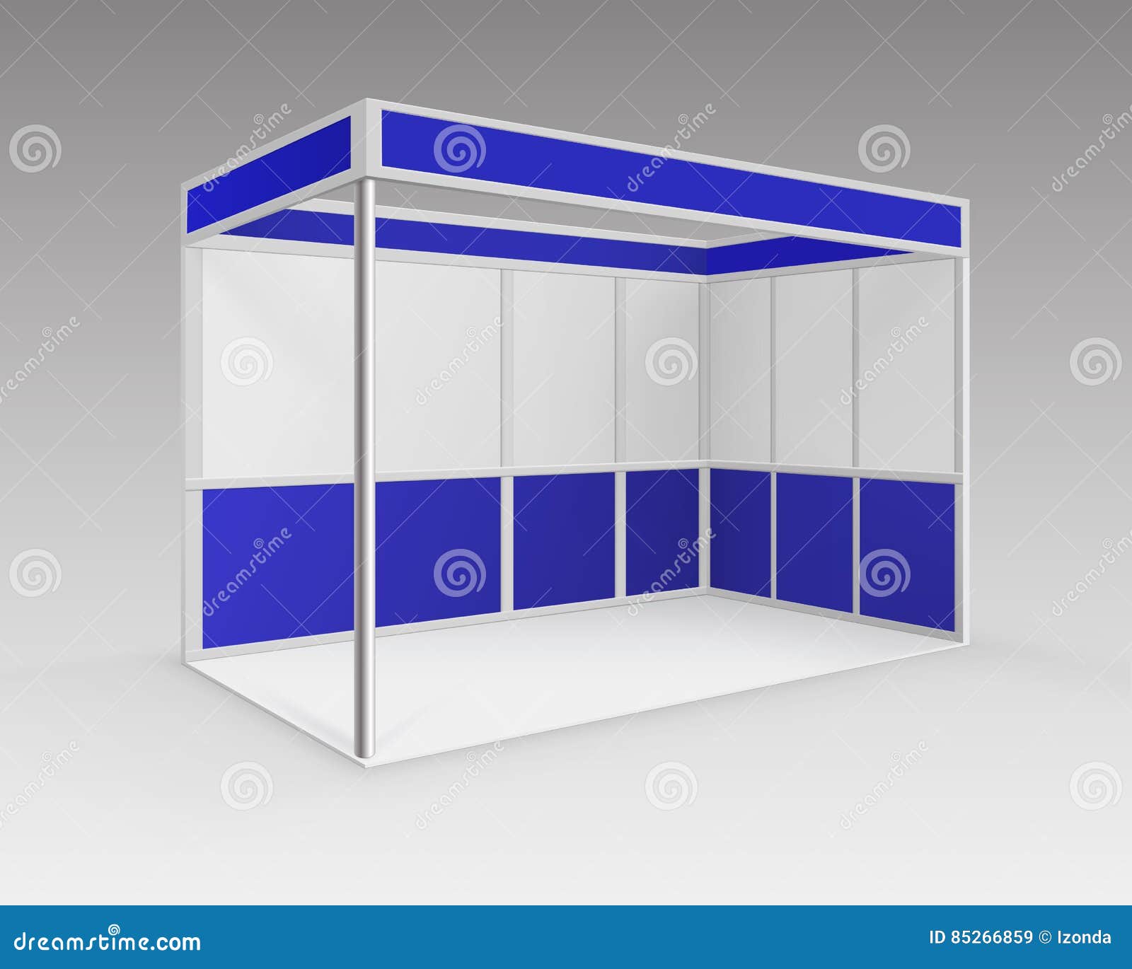 White Blue Indoor Trade Exhibition Booth Stand Stock Vector ...