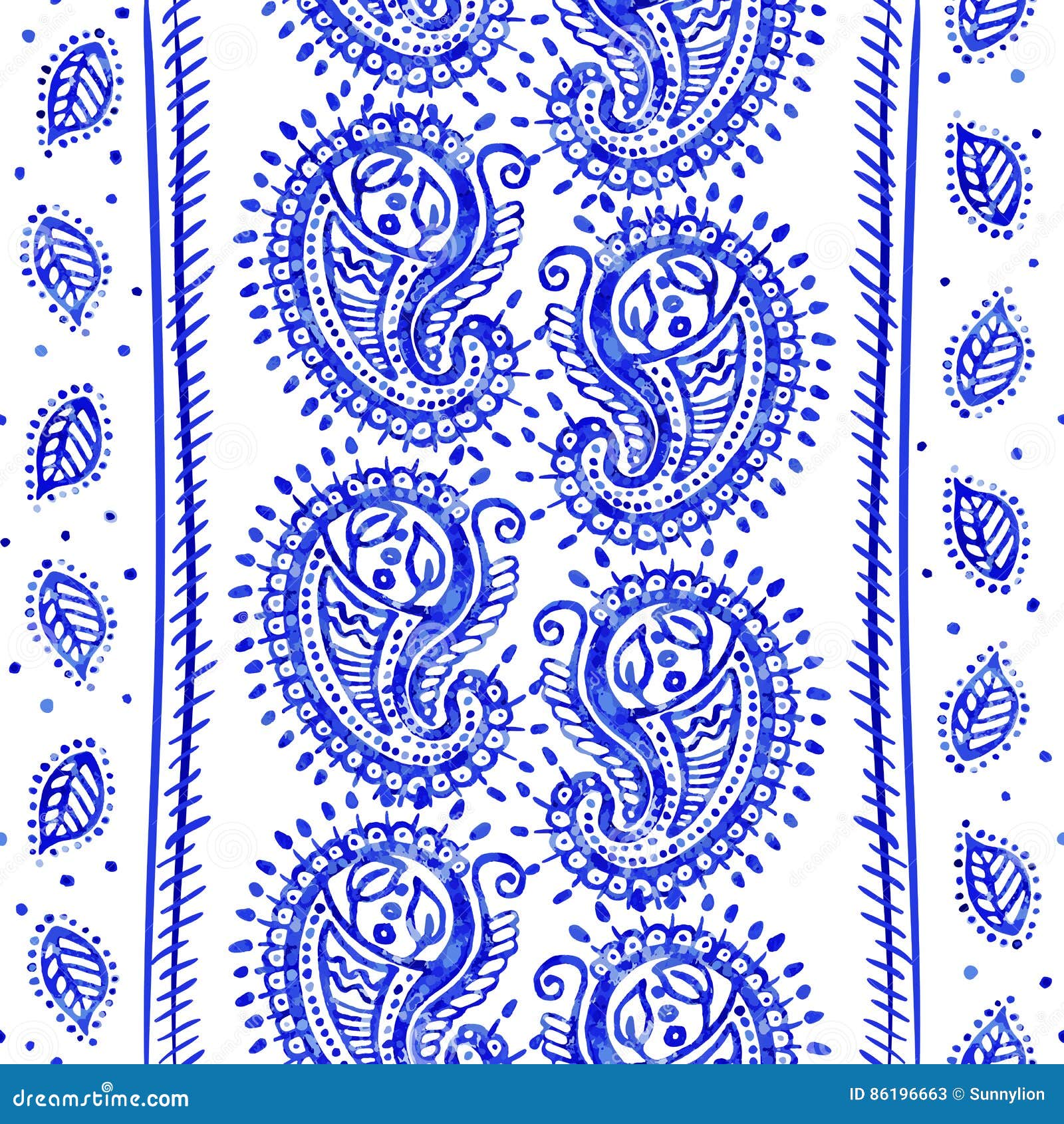 White and Blue Ornamental Pattern. Indian Decorative Wallpaper. Indian ...