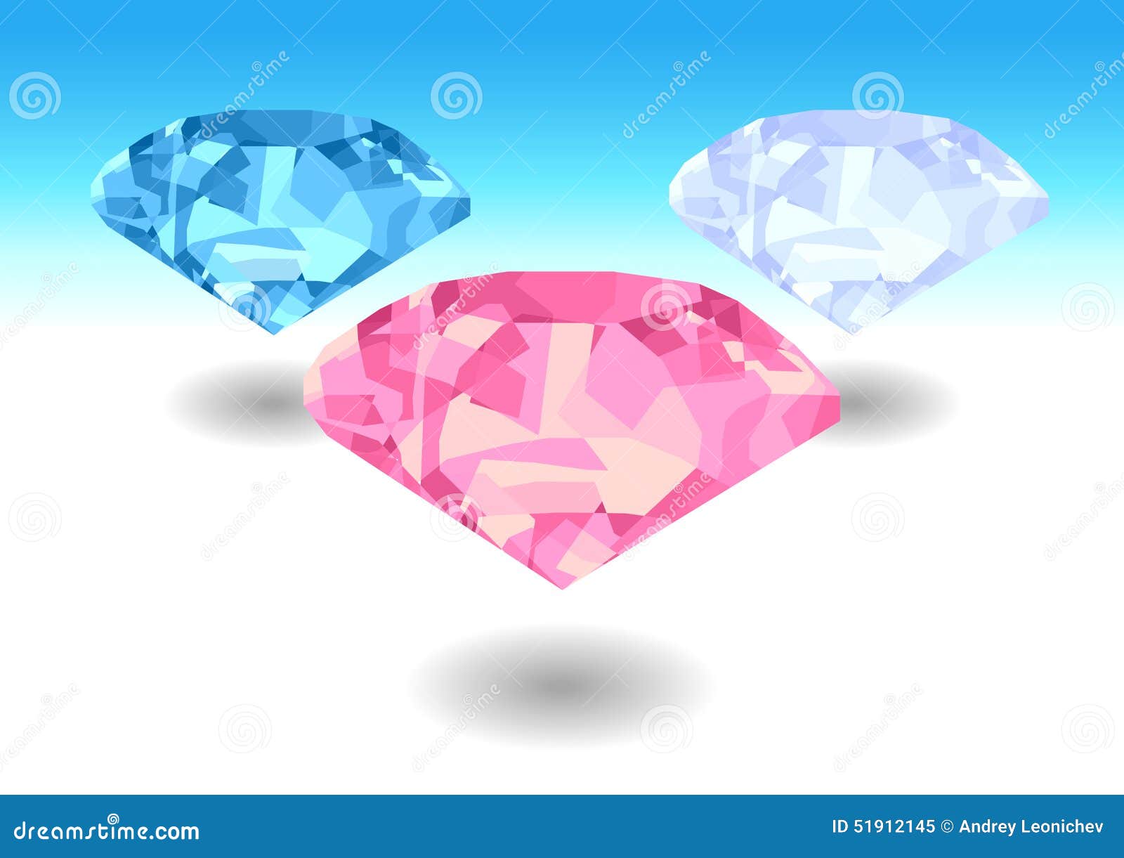 White, Blue and Pink Diamonds Stock Illustration - Illustration of ...
