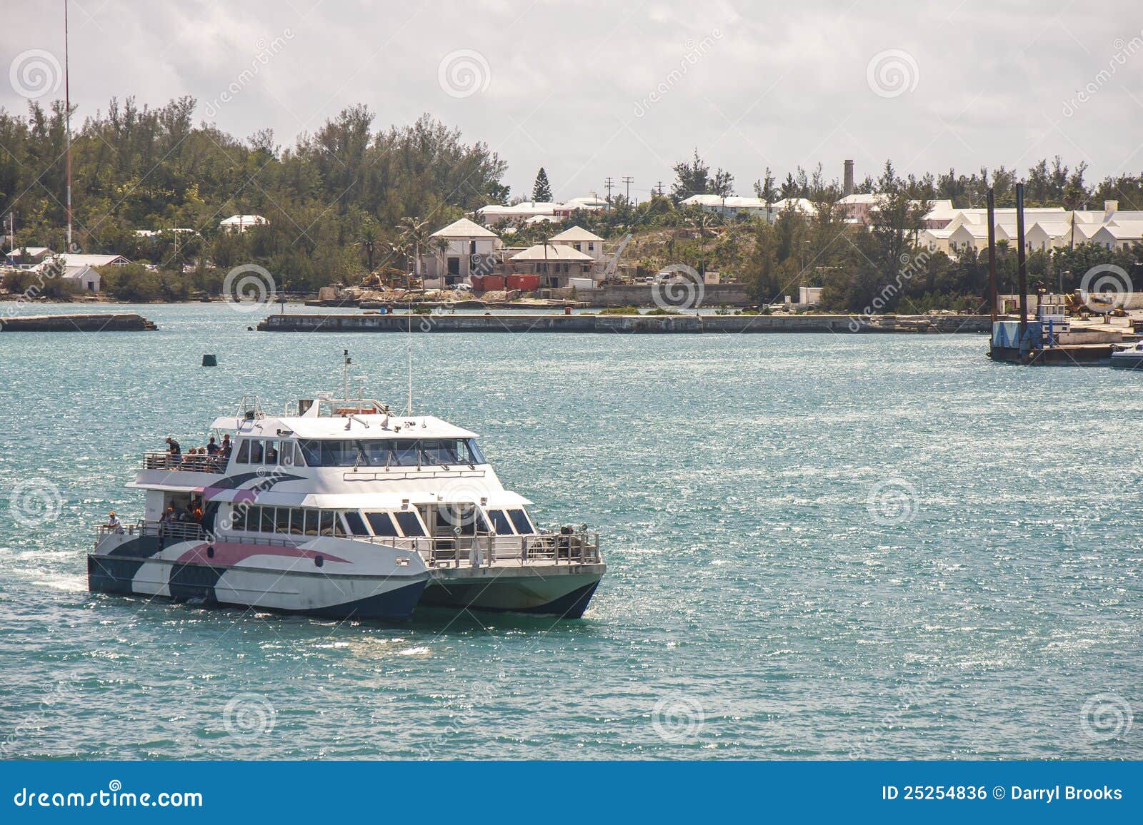 White Blue and Pink Ferry in Bermuda Stock Photo - Image of city ...