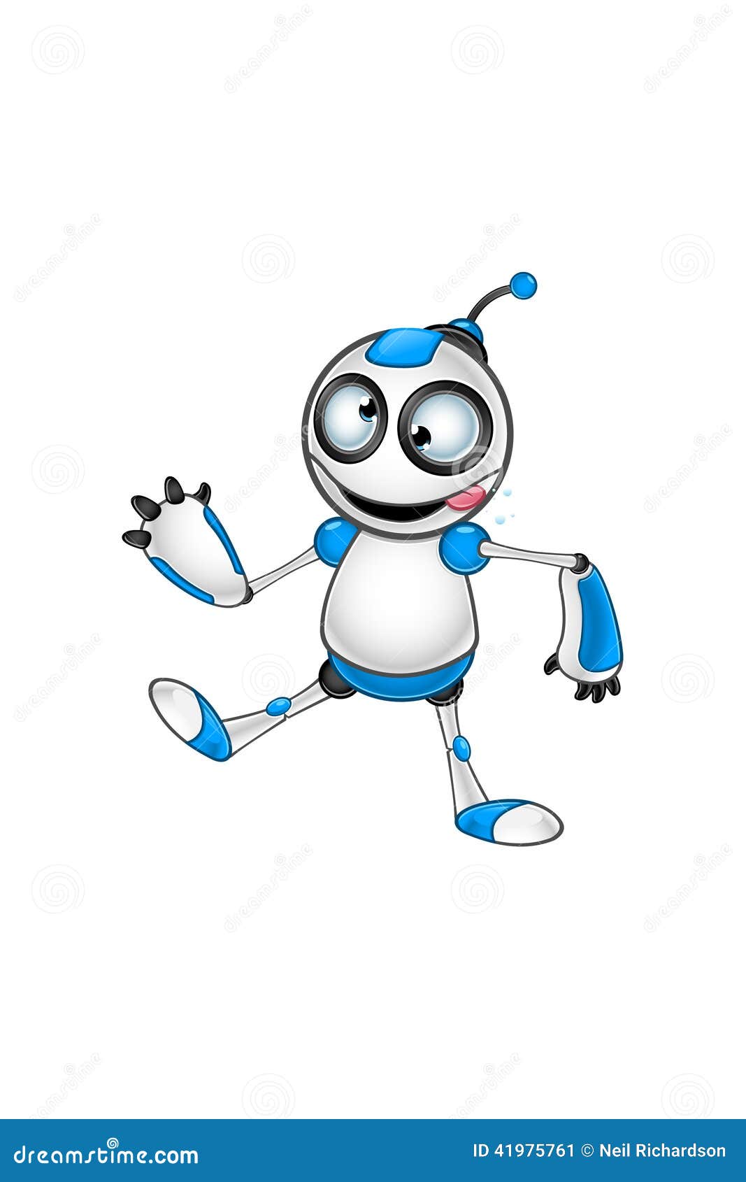 White & Blue Robot Character Stock Vector - Illustration of computer ...