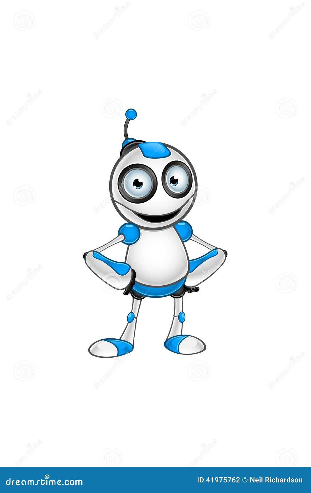 White & Blue Robot Character Stock Vector - Illustration of character ...