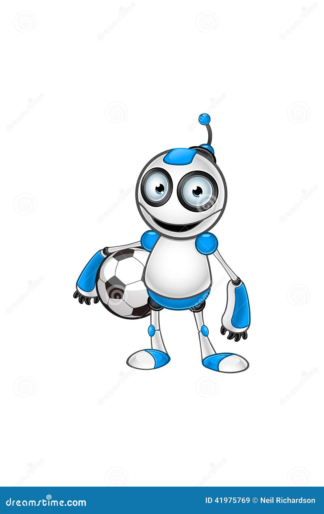 White & Blue Robot Character Stock Vector - Illustration of shiny ...