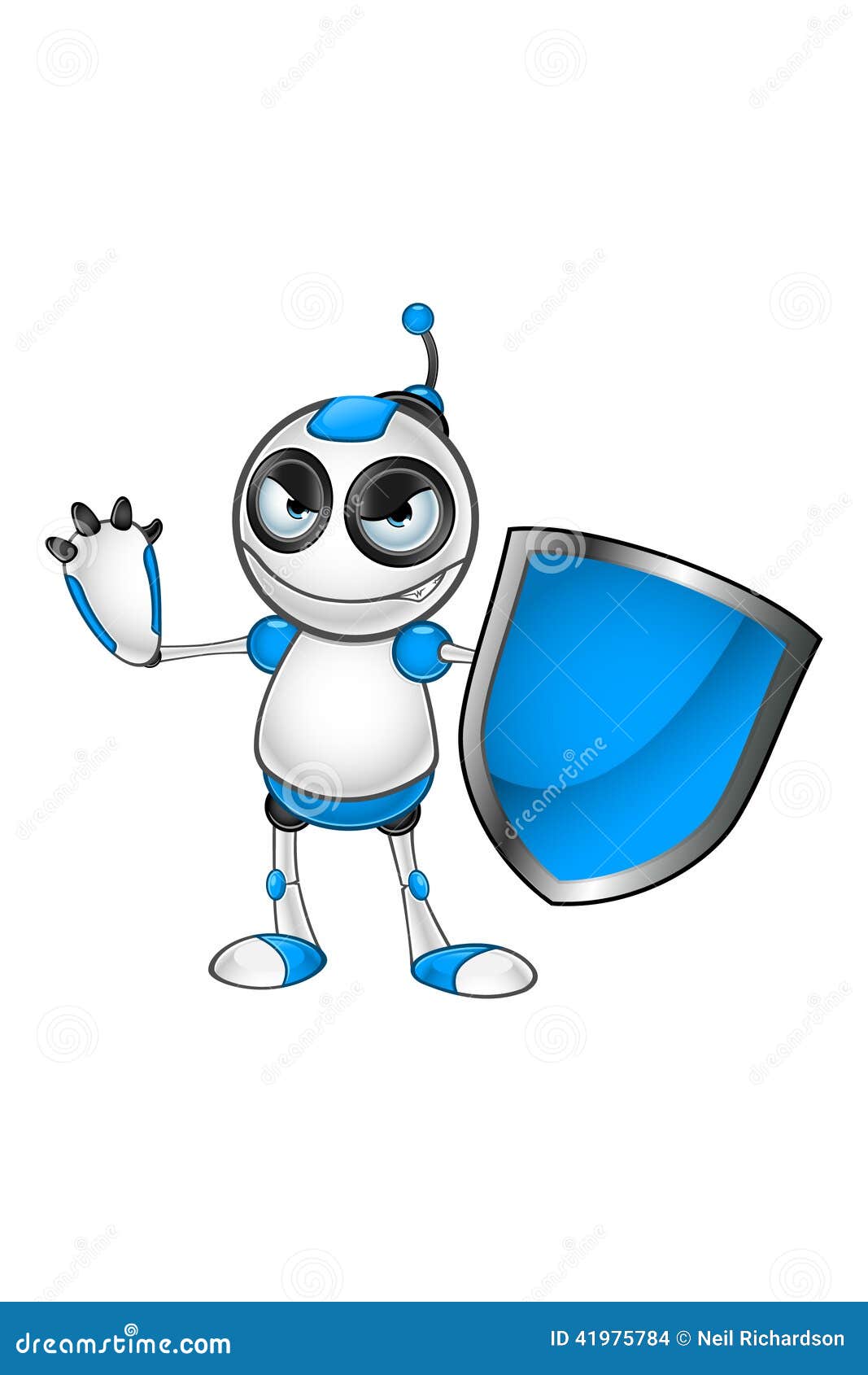 White & Blue Robot Character Stock Vector - Illustration of robotic ...
