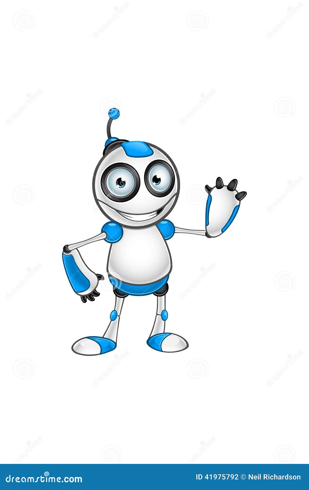 White & Blue Robot Character Stock Vector - Illustration of computer ...