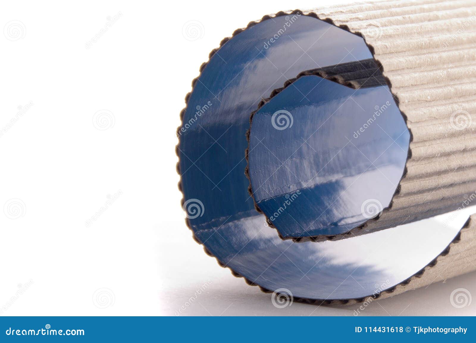 White and Blue Rolled Carboard on White Background, High Key Exposure ...