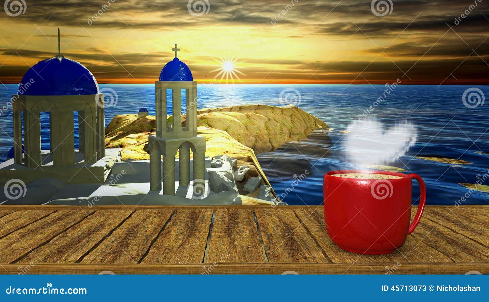 White-blue Santorini - View of Caldera with Domes Stock Image - Image ...