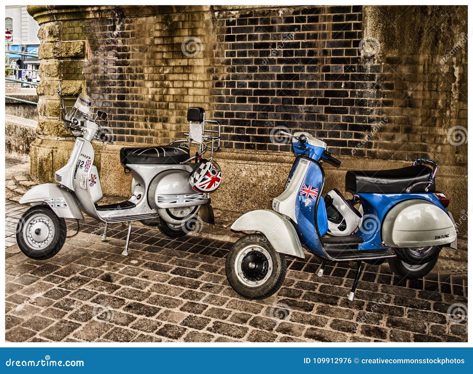 White And Blue Scooter Motorcycles Picture. Image: 109912976