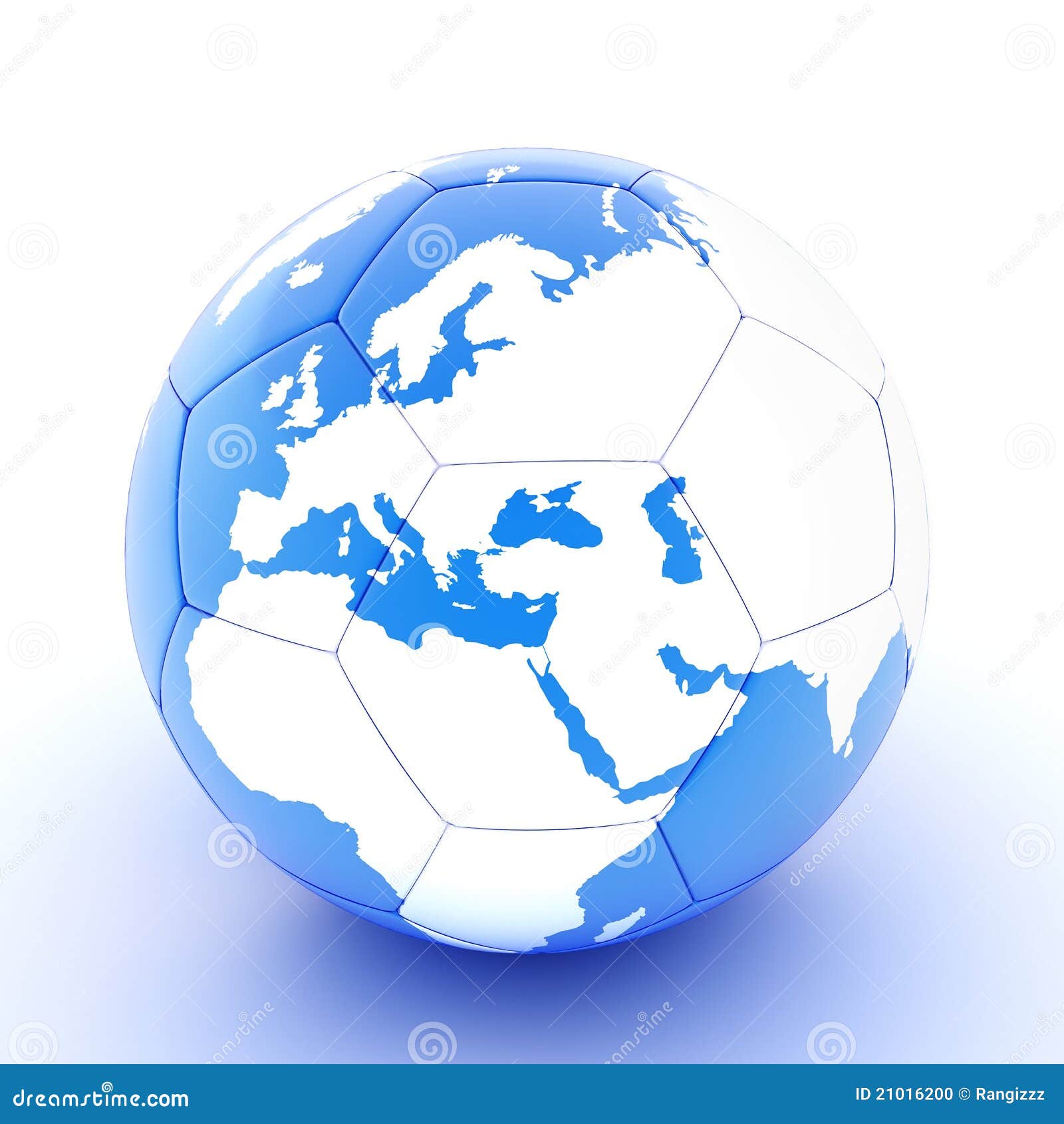 White/ Blue Soccer Ball with World Map Stock Illustration ...