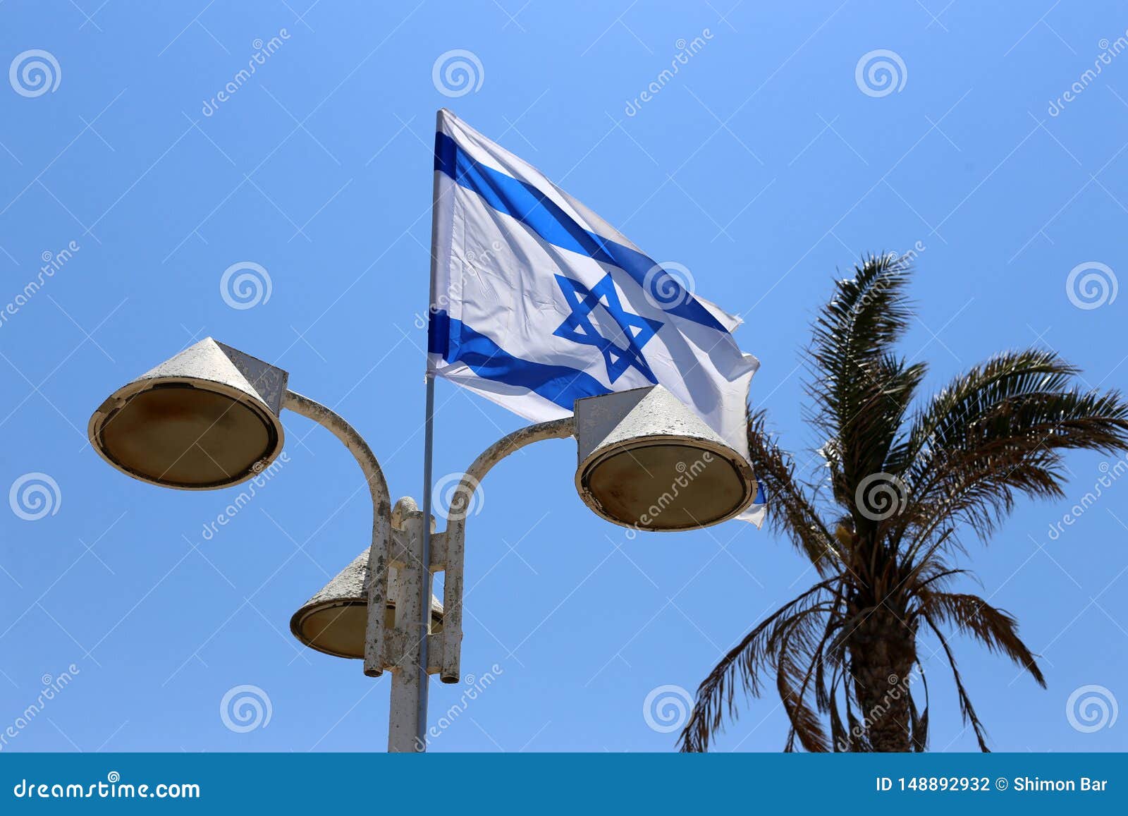 White and Blue with the Star of David the Flag of Israel Stock Photo ...