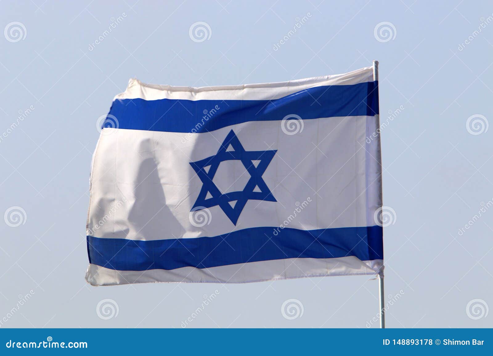 White and Blue with the Star of David the Flag of Israel Stock Photo ...
