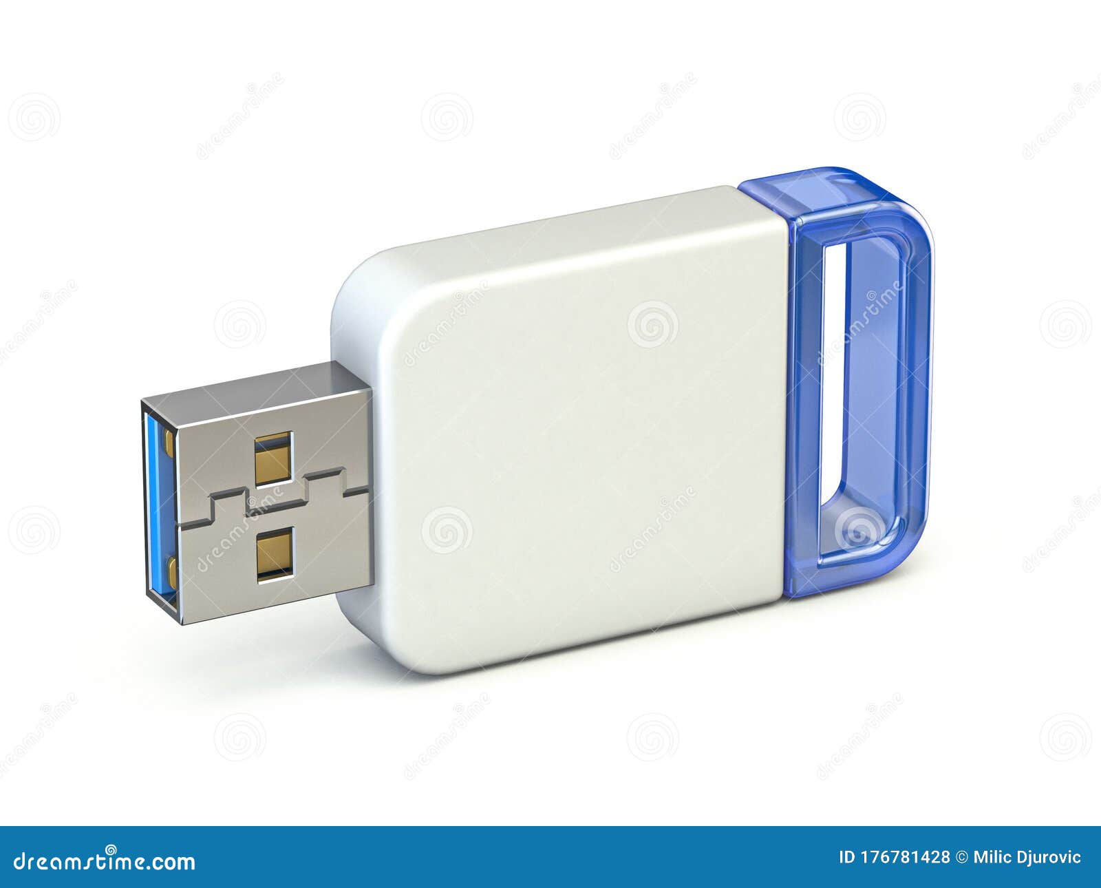 White blue USB stick 3D stock illustration. Illustration of company ...