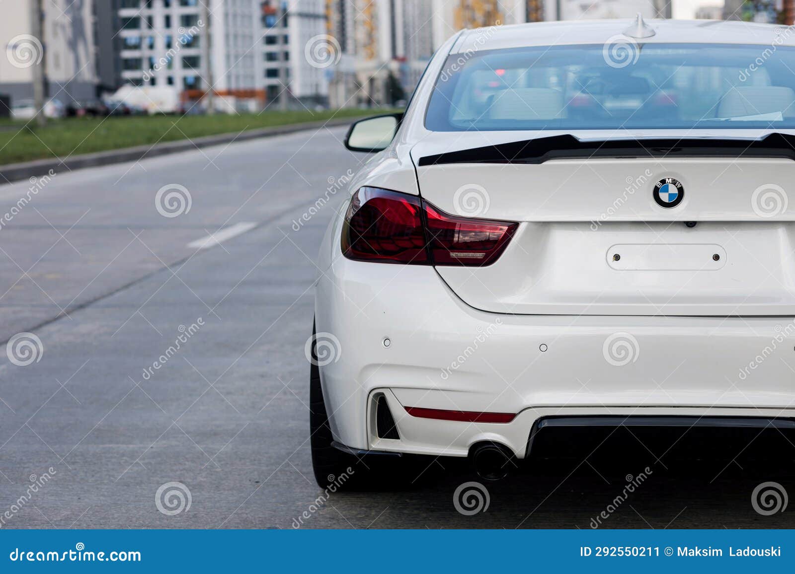 White BMW 3 back view editorial photo. Image of sport - 292550211