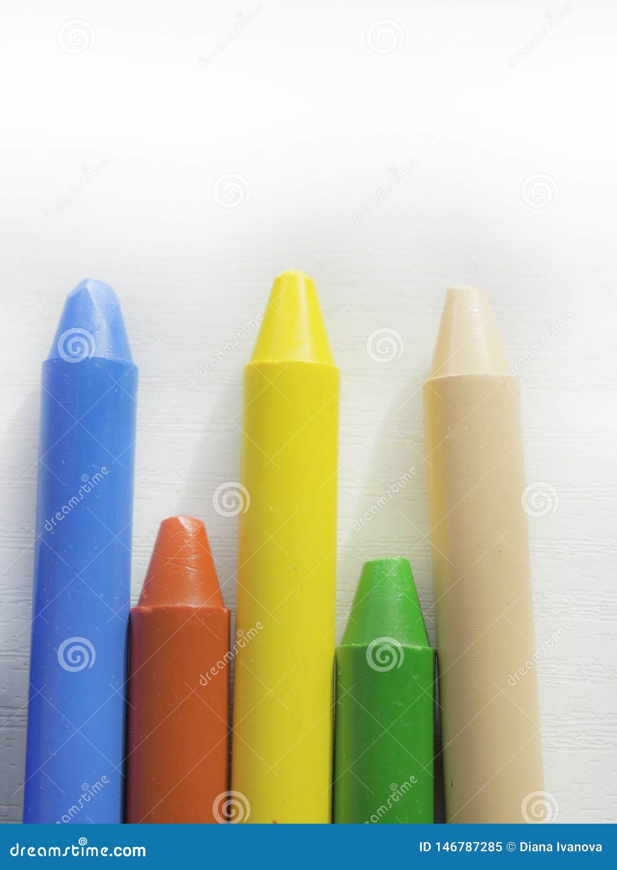 White Board with Colored Crayons for Drawing. Space for Copying Stock ...