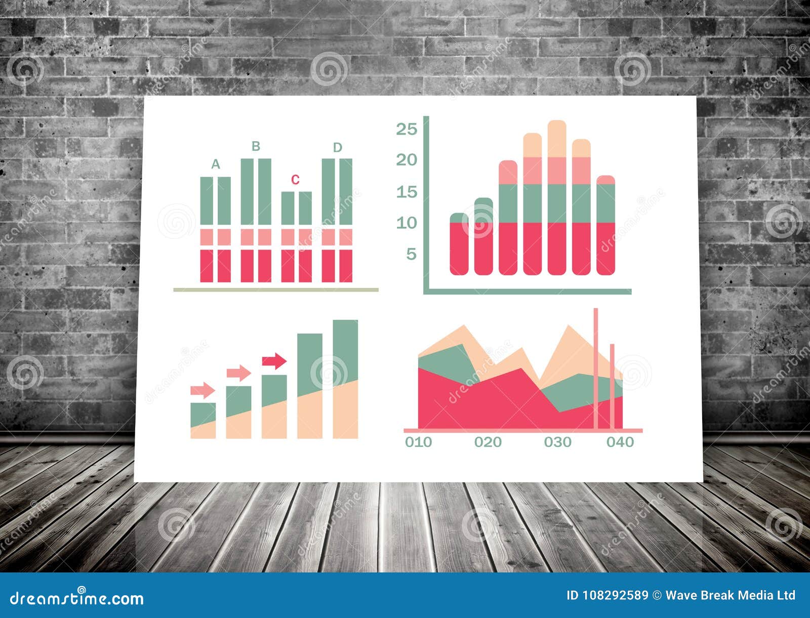 White Board with Colorful Chart Statistics Stock Illustration ...