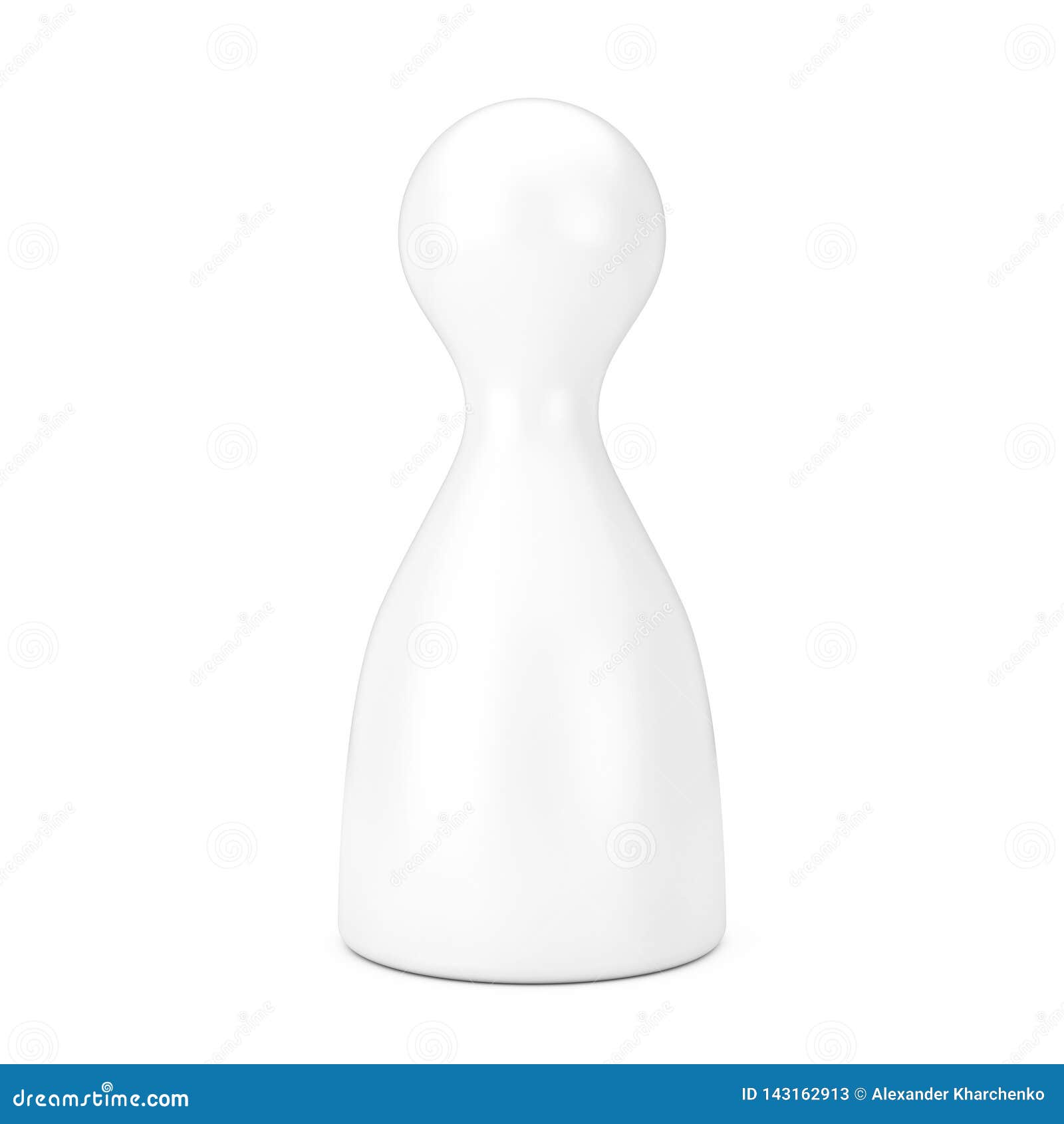 White Board Game Pawn Figure in Clay Style Mockup. 3d Rendering Stock ...