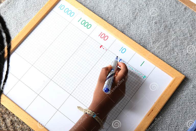 White Board with Math Hand Righting Stock Image - Image of child ...