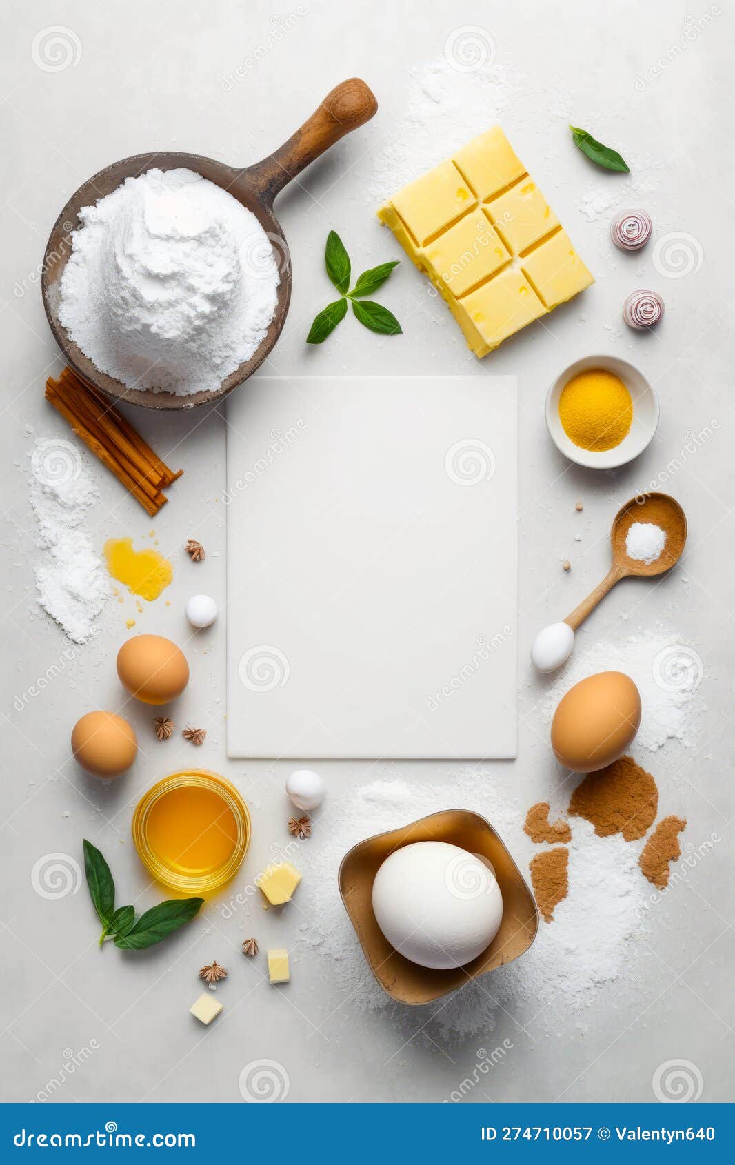 White Board Surrounded by Ingredients for Baking on White Table Top ...